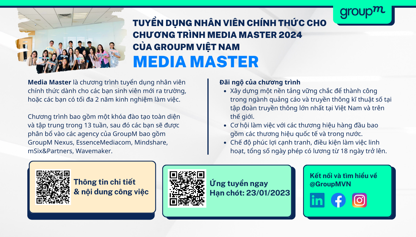 Chương trình Media Masters Program - GroupM - Cổng thông tin việc làm UEH